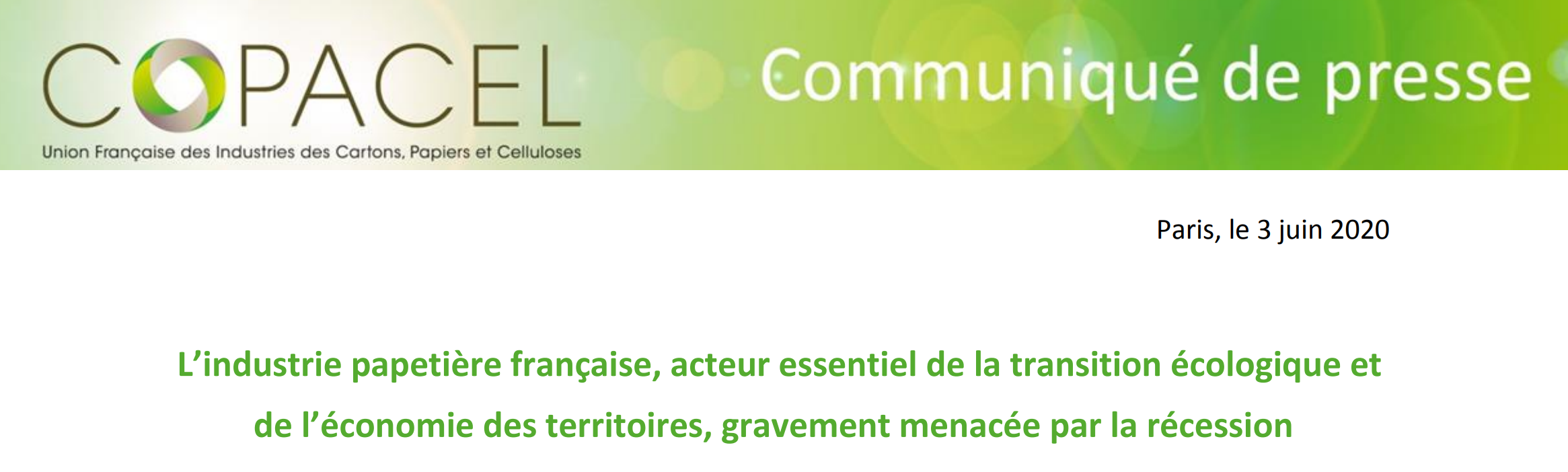 COPACEL : propositions de l'industrie papetière française pour la ...