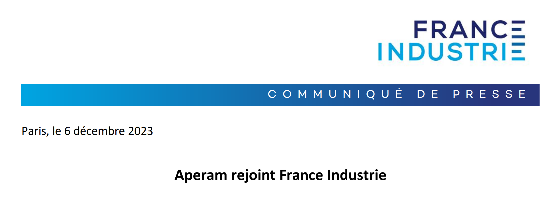 Aperam rejoint France Industrie – France Industrie